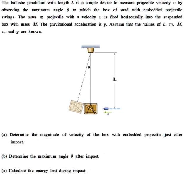 The ballistic pendulum with length L is a simple device to measure ...