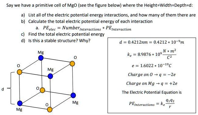 SOLVED: Say we have a primitive cell of MgO (see the figure below ...