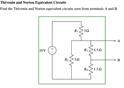 SOLVED: Thevenin and Norton Equivalent Circuits Find the Thevenin and Norton equivalent circuits ...
