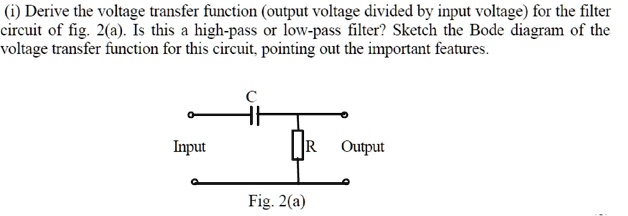 SOLVED: Derive the voltage transfer function (Output voltage divided by input voltage) for the ...