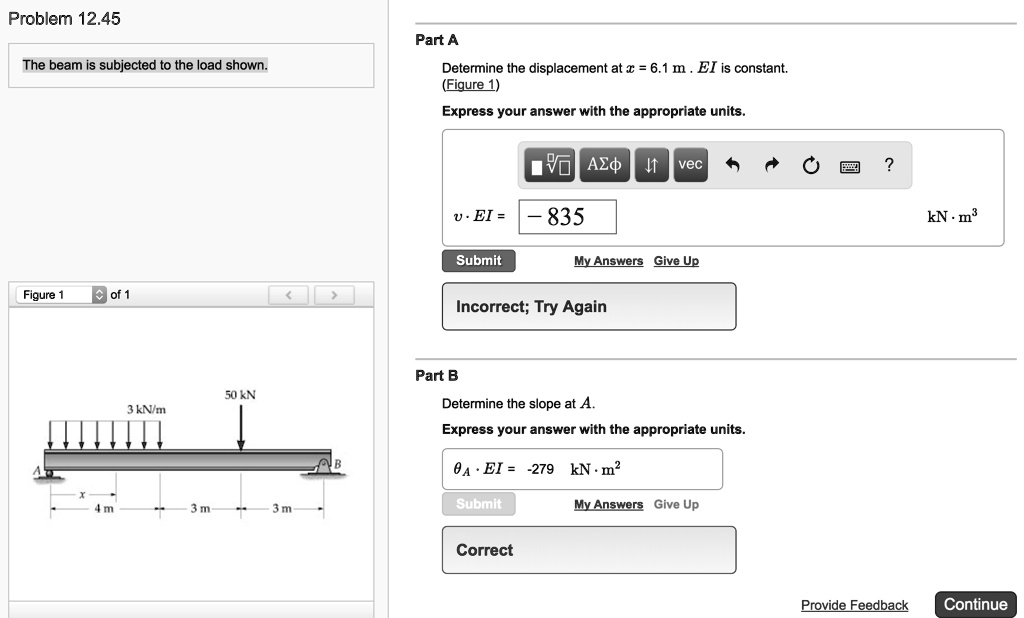 SOLVED: Problem 12.45 Part A The beam is subjected to the load shown. Determine the displacement ...