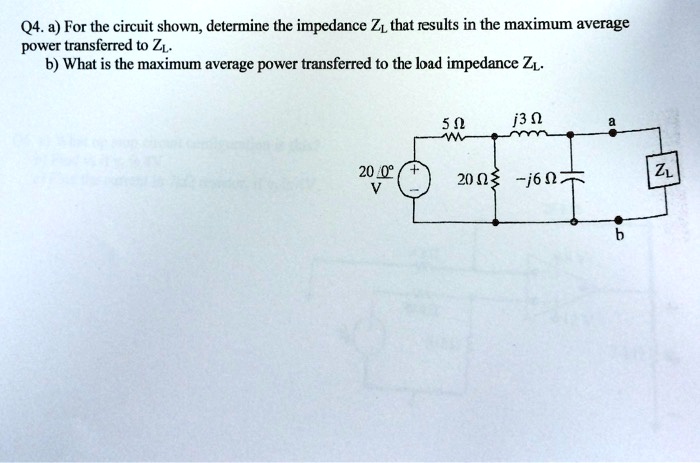 SOLVED: Q4. For the circuit shown, determine the impedance Zi that results in the maximum ...
