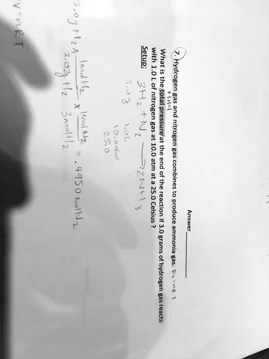 VIDEO solution: Hydrogen gas and nitrogen gas combine to produce ammonia gas. What is the total ...