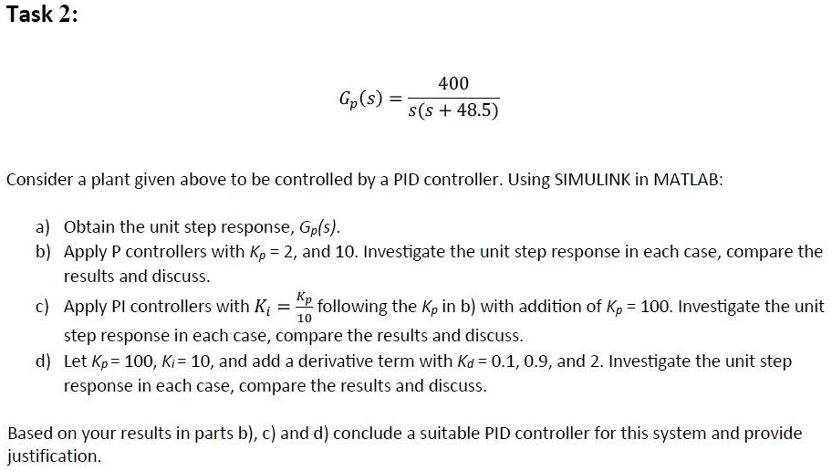 SOLVED: Solve this question in a complete solution. Task 2: Consider a ...