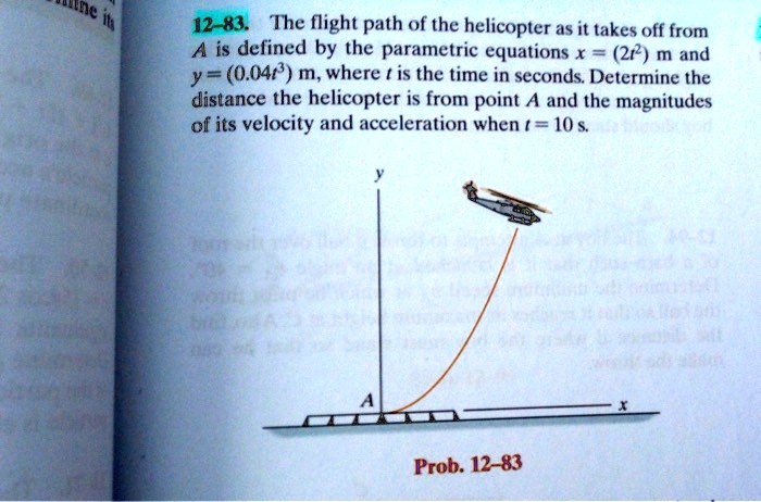 122̆01383. The flight path of the helicopter as it takes off from A is defined by the parametric ...