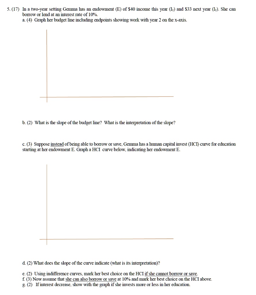 SOLVED: 5. (17) Two-year setting: Gemma has an endowment (E) of 40 ...