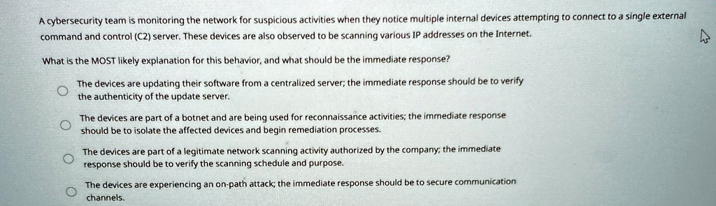 A cybersecurity team is monitoring the network for suspicious ...