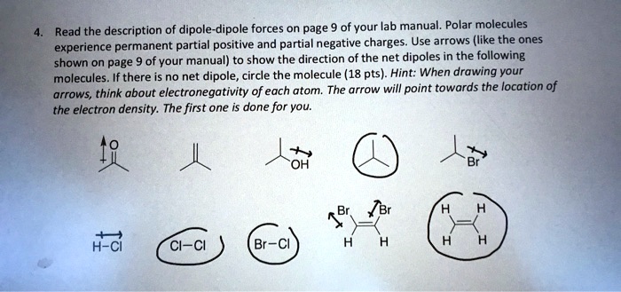 SOLVED: Read the description of dipole-dipole forces on page of your lab manual. Polar molecules ...