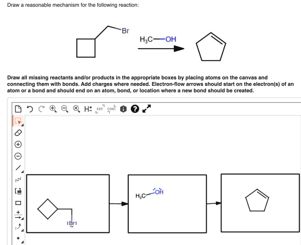 Draw a reasonable mechanism for the following reaction: Br H3C-OH Draw all missing reactants and ...
