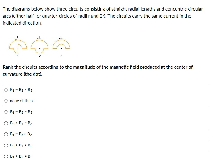 The diagrams below show three circuits consisting of straight radial ...