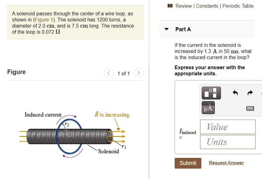 A solenoid passes through the center of a wire loop, as shown in ...