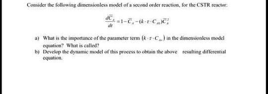 SOLVED: Consider the following dimensionless model of a second order ...