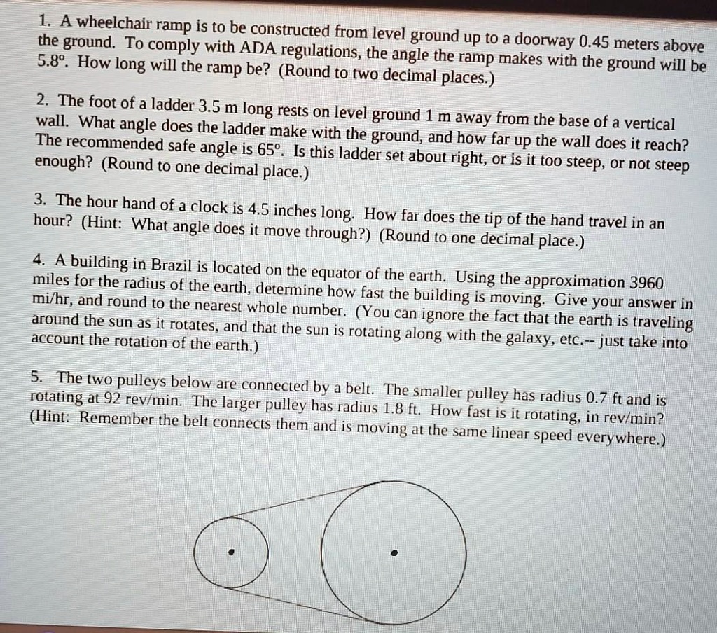 1 a wheelchair ramp is to be constructed from the ground to comply with ...