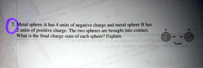 [GET ANSWER] metal sphere a has units of negative charge and metal ...