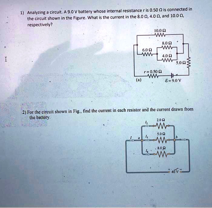 SOLVED: Analyzing a circuit. A 9.0V battery whose internal resistance r is 0.50 Î© is connected ...