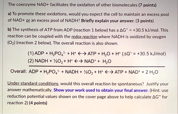 the coenzyme nad facilitates the oxidation of other biomolecules points ...