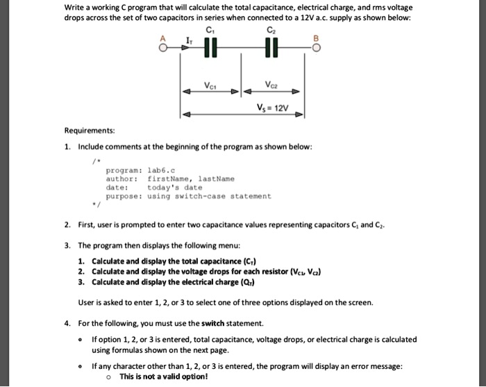 write a working c program that will calculate the total ...