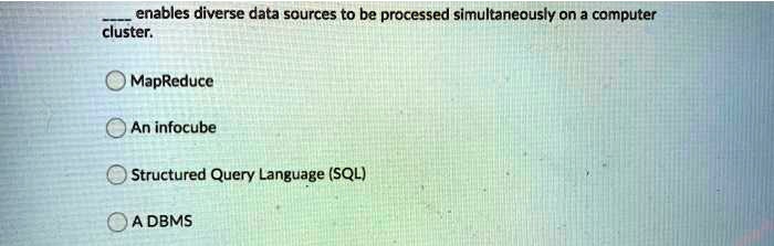 SOLVED: Enables diverse data sources to be processed simultaneously on a computer cluster ...