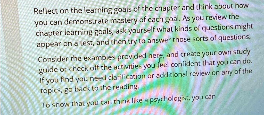 Reflect on the learning goals of the chapter and think about...