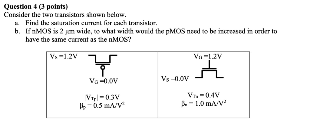 SOLVED: Question 4 (3 points) Consider the two transistors shown below ...