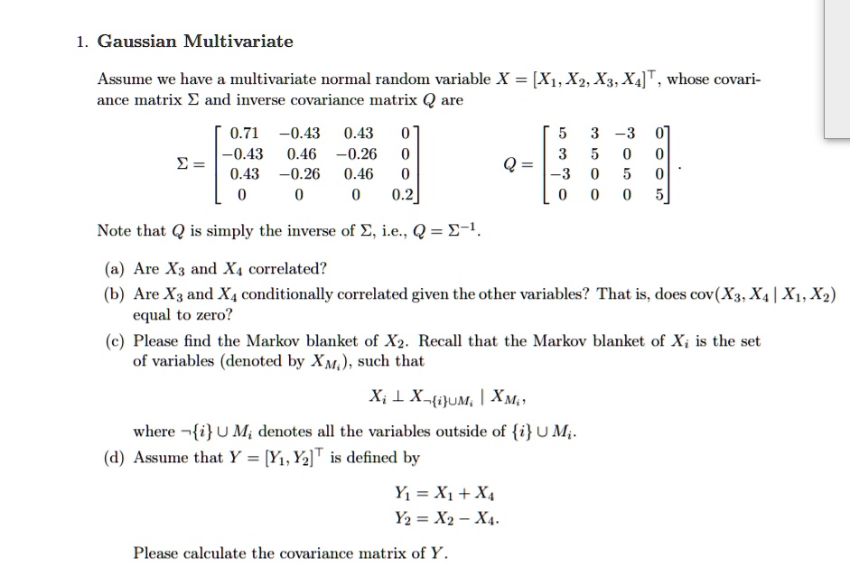 Solved Gaussian Multivariate Assume We Have A Multivariate Normal