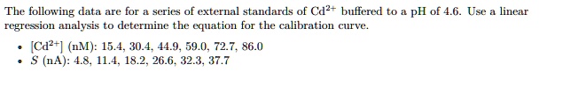 The following data are for a series of external standards of Cd^2 ...