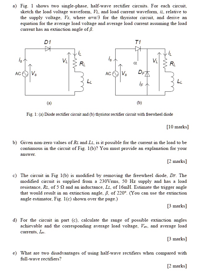 a fig 1 shows two single phase half wave rectifier circuits for each circuit sketch the load ...