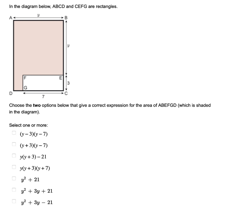 In the diagram below, ABCD and CEFG are rectangles. Choose the two ...