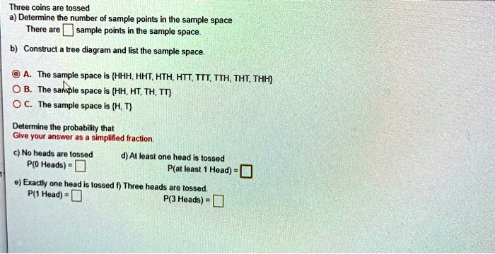three coins are tossed determine the number of sample points the sample space there are sample ...