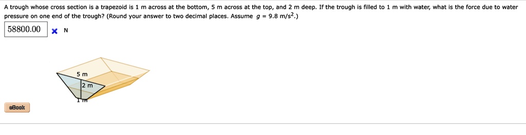 trough whose cross section trapezoid cross at the bottom m across at the top and deep if the ...