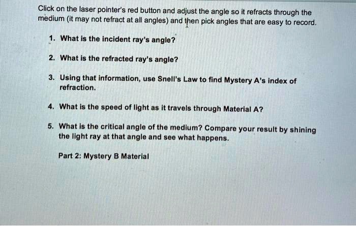 Solved Click On The Laser Pointers Red Button And Adjust The Angle So