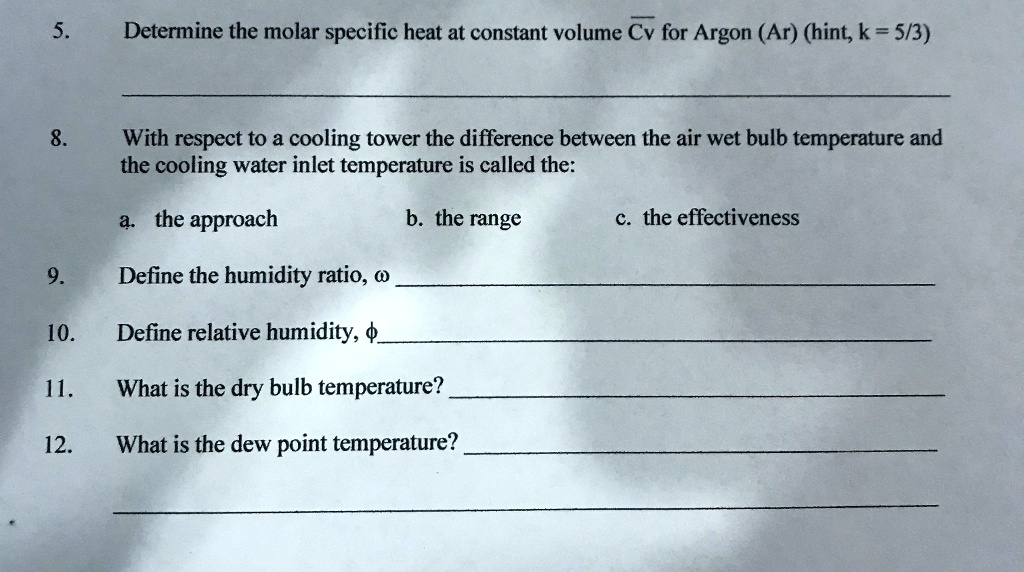 5 determine the molar specific heat at constant volume cv for argon ...