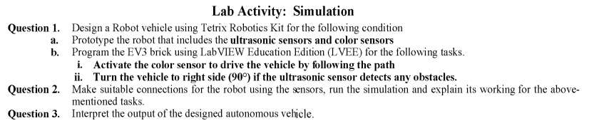 Lab Activity: Simulation Question 1. Design a robot vehicle using the Tetrix Robotics Kit for ...