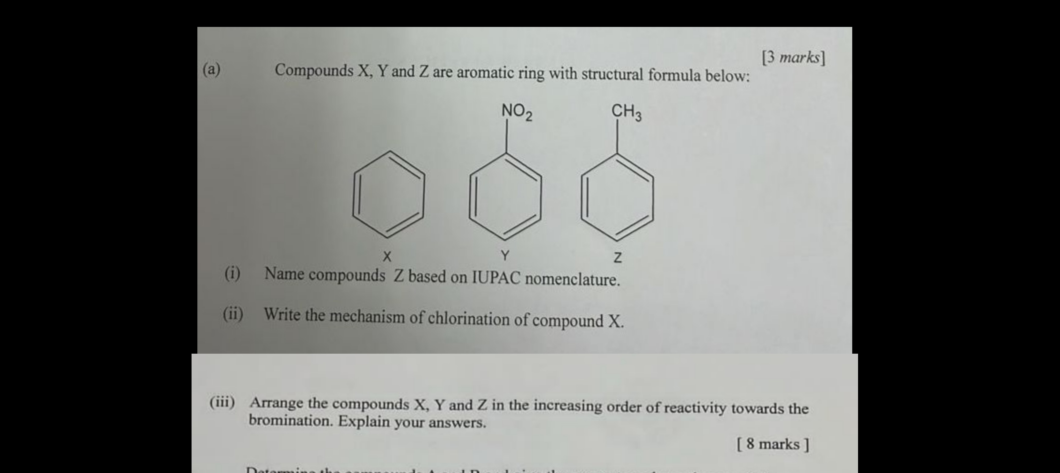 a compounds mathrmx mathrmy and mathrmz are aromatic ring with structural formula below 3 marks ...