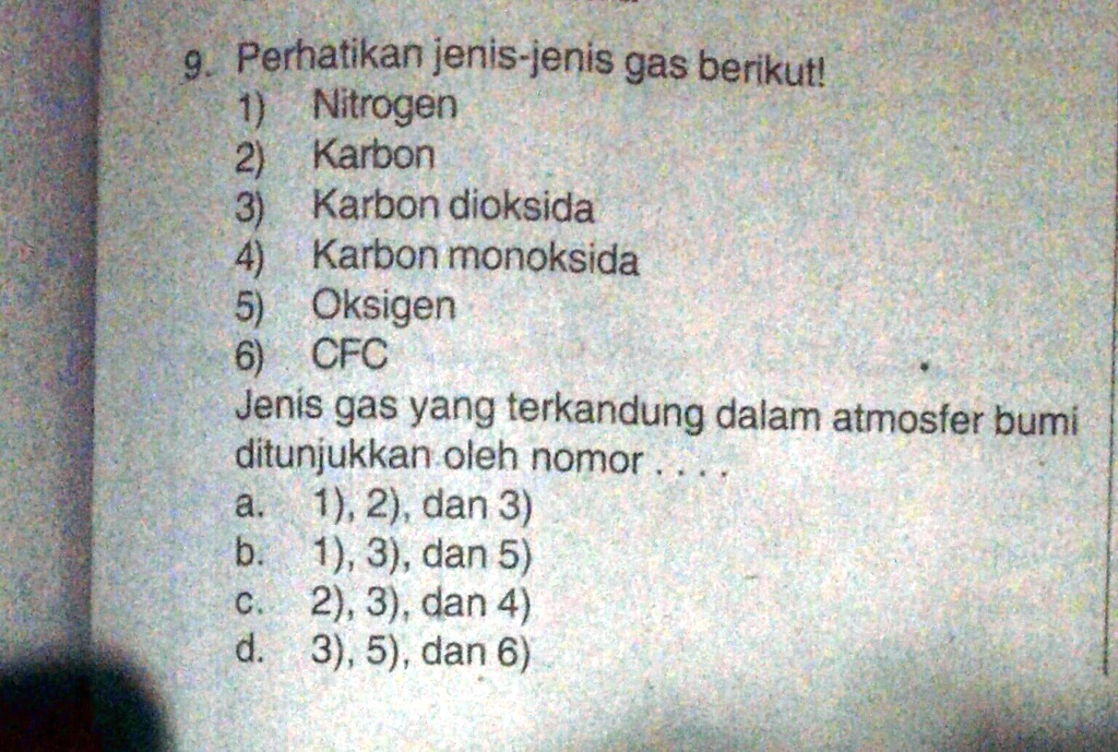 SOLVED: Jenis gas yang terkandung dalam atmosfer bumi ditunjukan oleh ...