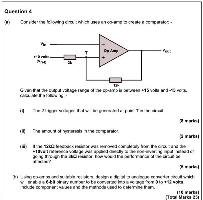 SOLVED: Question 4 (a) Consider the following circuit which uses an op-amp to create a ...