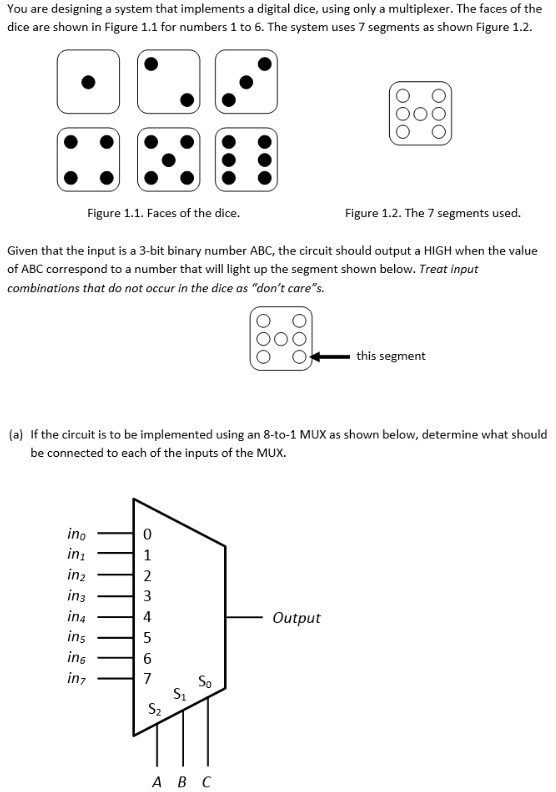 SOLVED: You are designing a system that implements a digital dice, using only a multiplexer. The ...