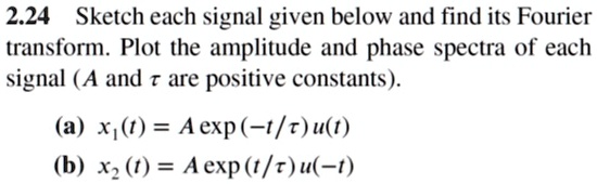 2.24 Sketch each signal given below and find its Fourier transform ...