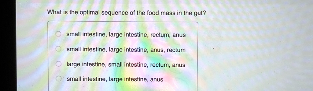What is the optimal sequence of the food mass in the gut? small ...