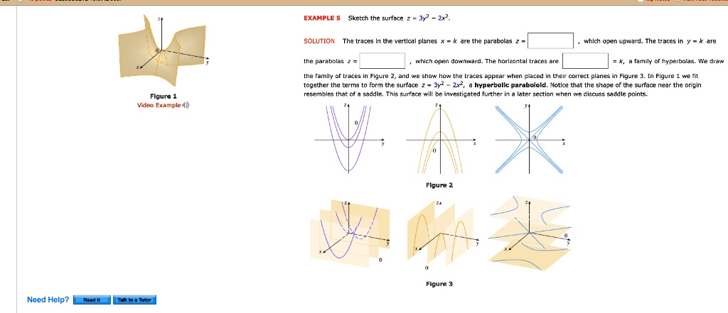 example 5 sketch the surface z 2 solution the traces in the vertical planes xk are the parabolas ...