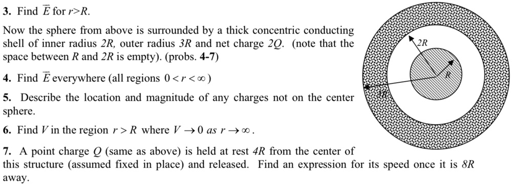 SOLVED: 3. Find E forr>R Now the sphere from above is surrounded by thick concentric conducting ...