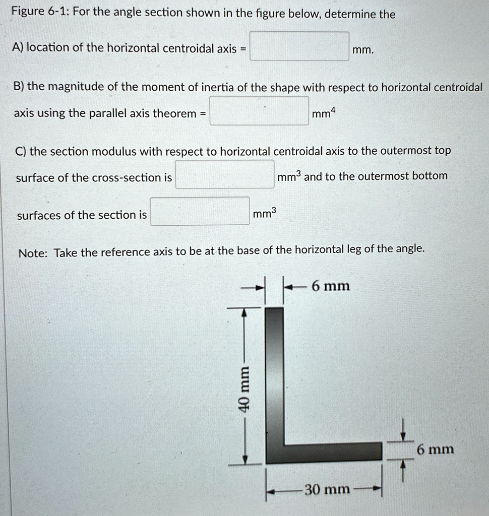 figure 6 1 for the angle section shown in the figure below determine ...