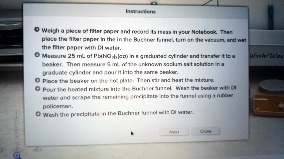 SOLVED: Instructions Weigh a piece of filter paper and record its mass ...