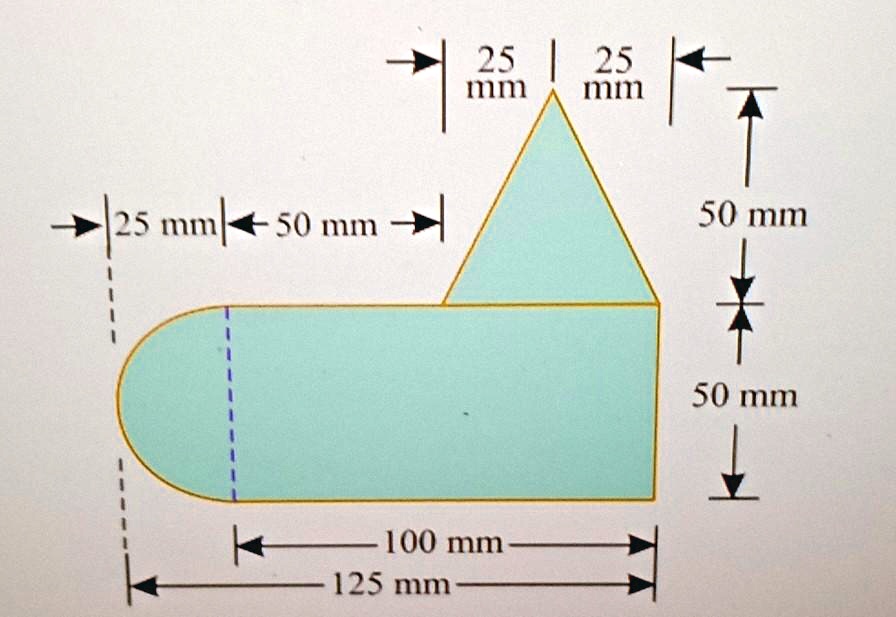 A uniform lamina shown above consists of a rectangle, a circle, and a triangle. All dimensions ...