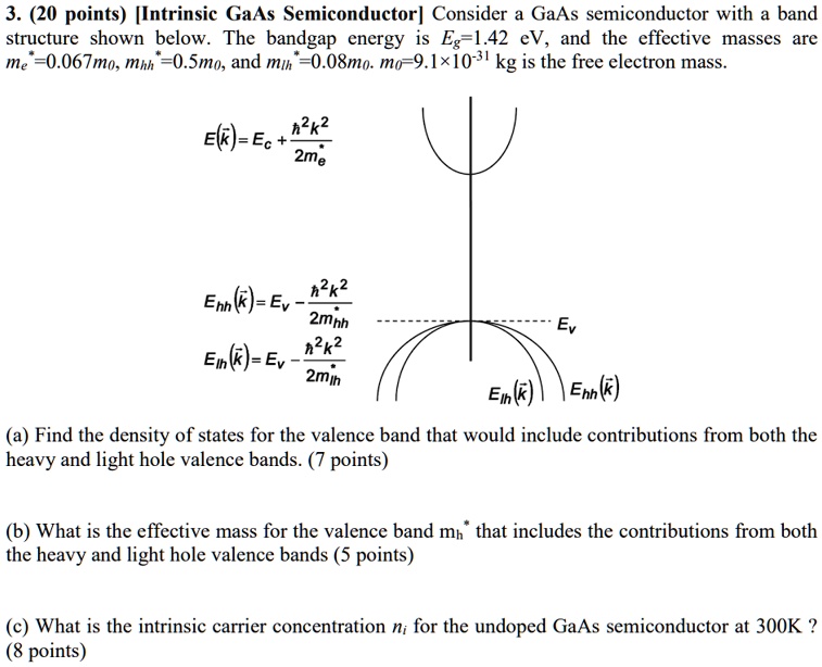 3. (20 points) [Intrinsic GaAs Semiconductor] Consider a GaAs ...
