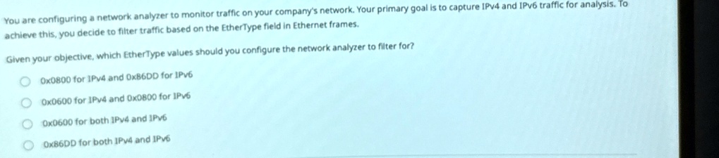 you are configuring a network analyzer to monitor traffic on your ...