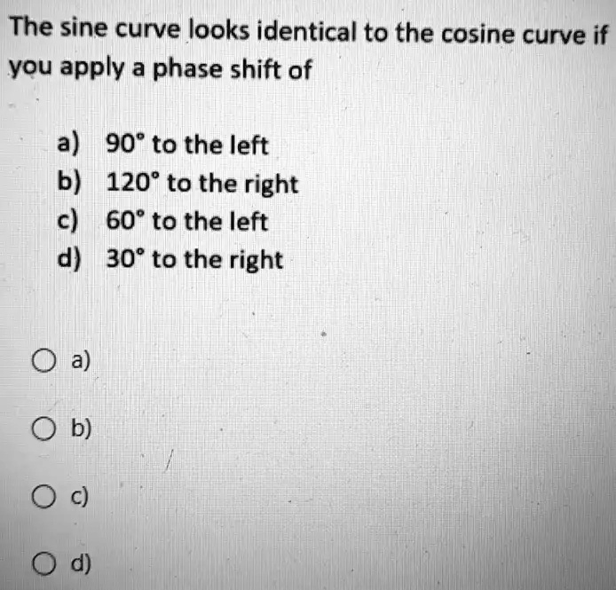 SOLVED The Sine Curve Looks Identical To The Cosine Curve If You Apply