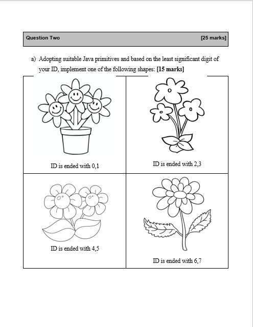 question two 25 marks a adopting suitable java primitives and based on the least significant ...