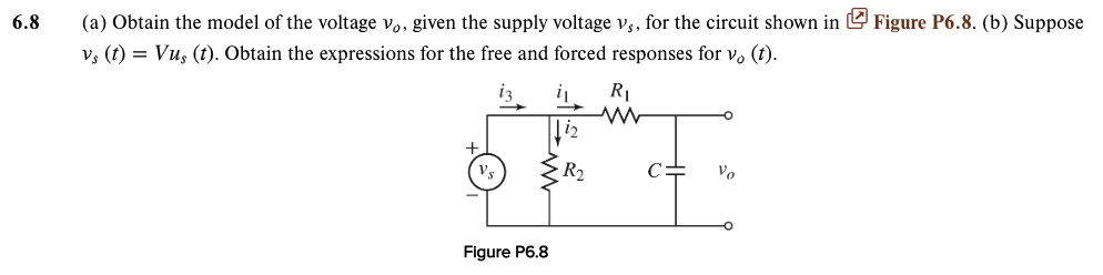 6.8 (a) Obtain the model of the voltage vo, given the supply voltage Vs , for the circuit shown ...