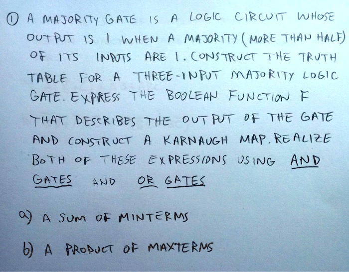 Solved A Majority Gate Is A Logic Circuit Whose Output Is 1 When A Majority More Than Half Of 9071